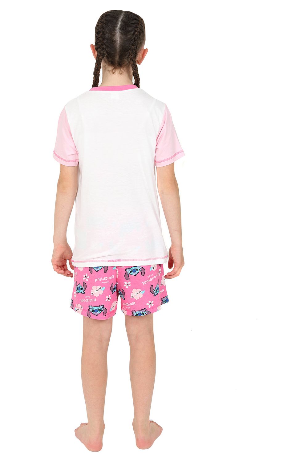 Girls Disney Lilo and Stitch Stay Weird Pyjamas White and Pink Short P