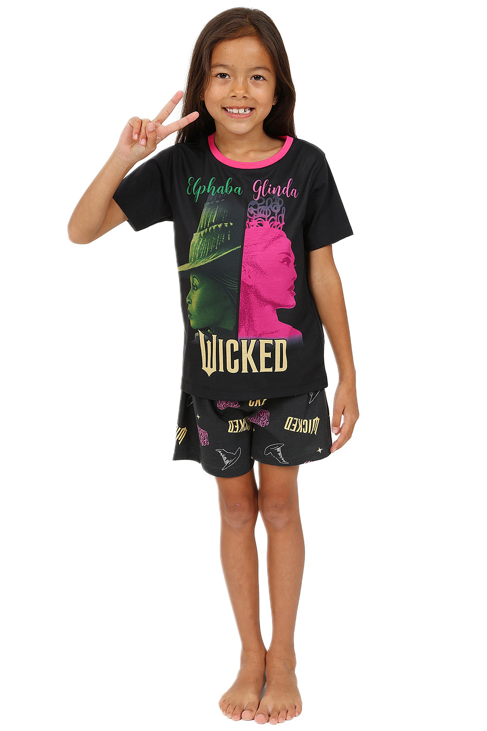 Girls Official Wicked Elphaba & Glinda Short Pyjamas