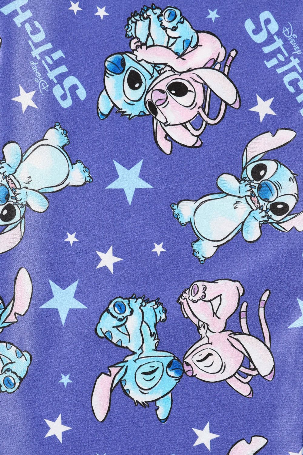 Girls Disney Stitch And Angel Pyjamas Purple Satin Long PJs