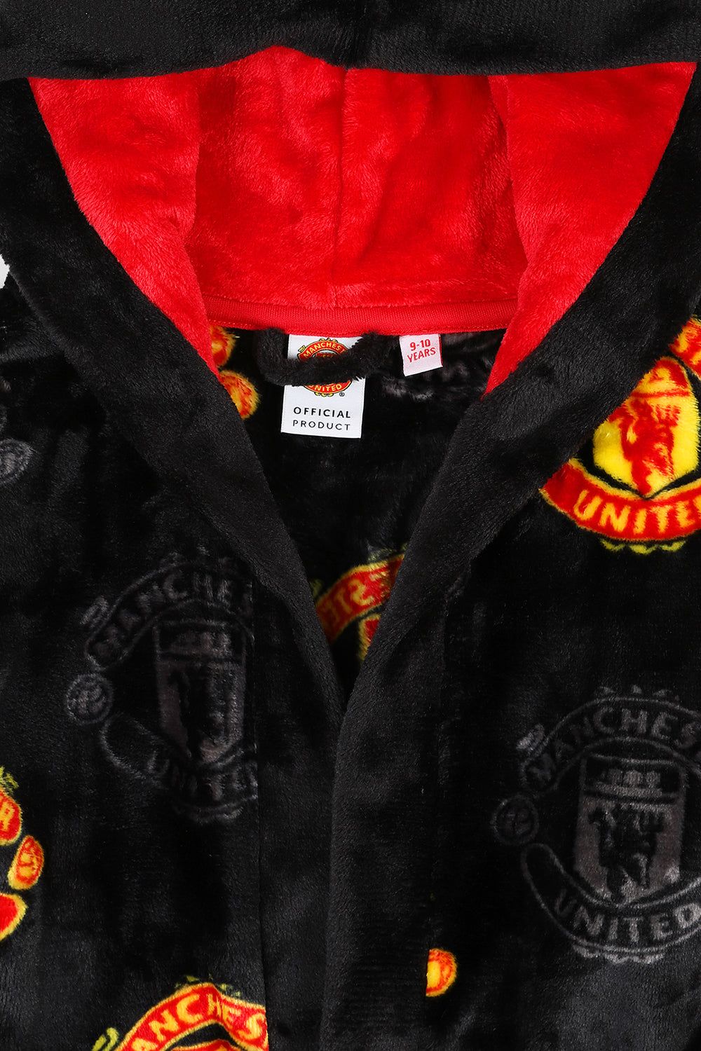 Boys Manchester United FC Official Dressing Gown Fleece Hooded Kids Ro