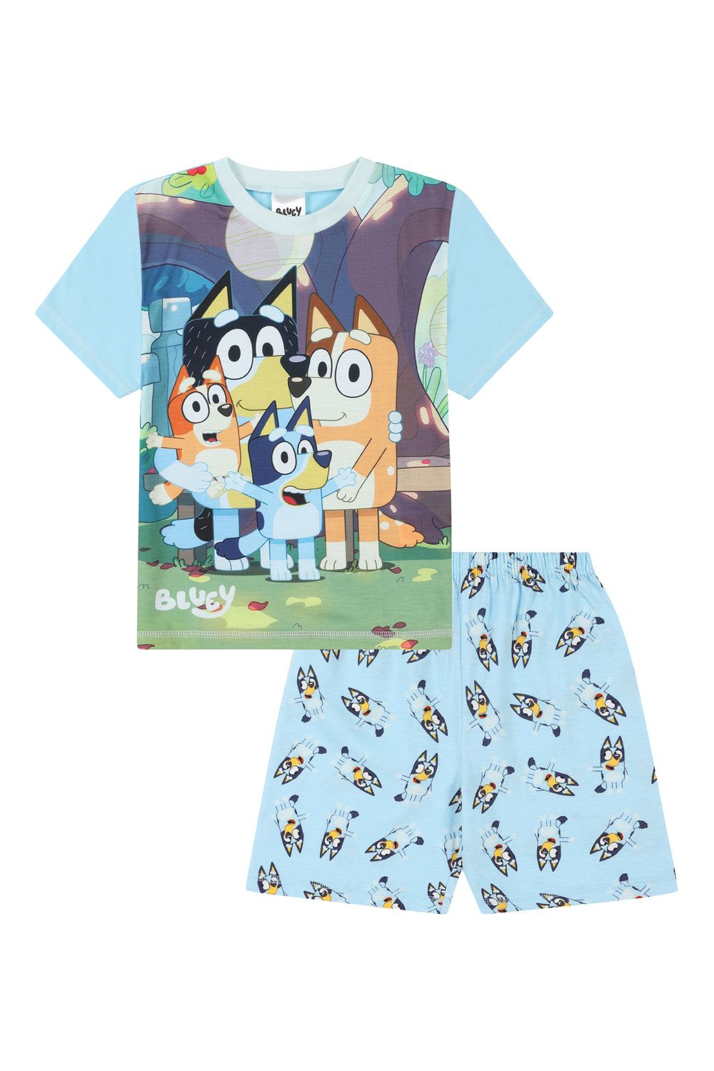 Kids Bluey and Bingo Pyjamas Blue Short PJs