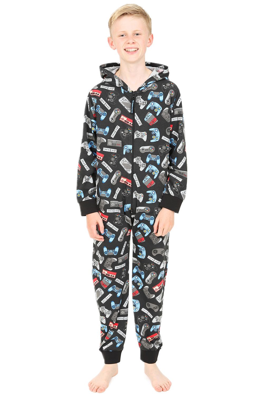 Boys Gamer Video Game Controller Gaming Sleepsuit Black Blue