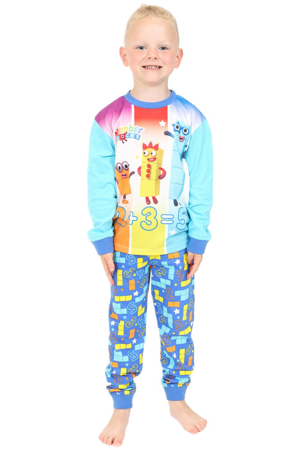 Boys And Girls Numberblocks Pyjamas Kids Blue Long PJs