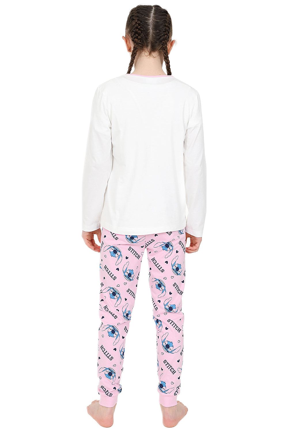 Girls Disney Lilo And Stitch Angel Pyjamas Pink and White Long PJs