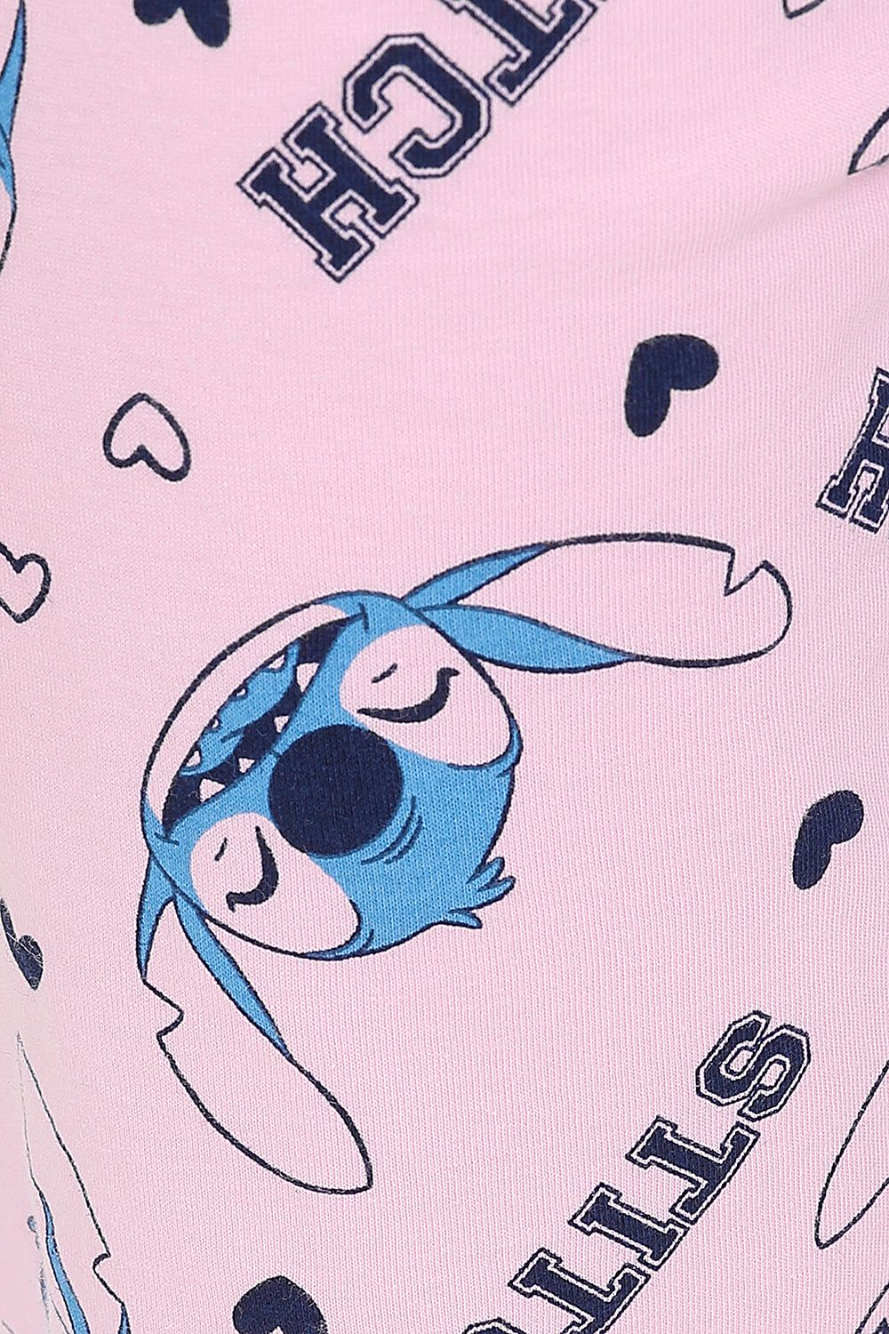 Girls Disney Lilo And Stitch Angel Pyjamas Pink and White Long PJs