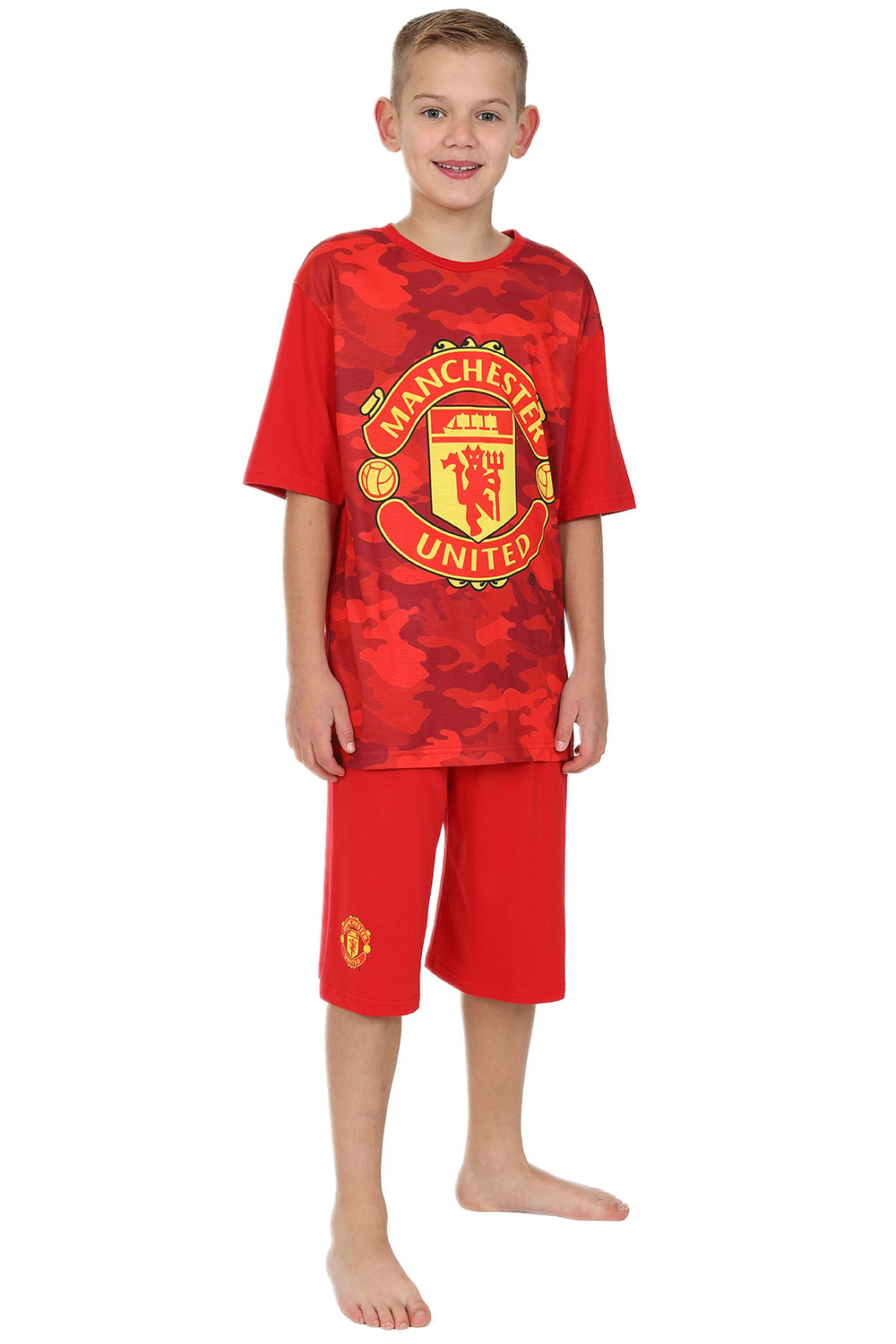 Boys Manchester United FC Pyjamas Red Camouflage Short PJs