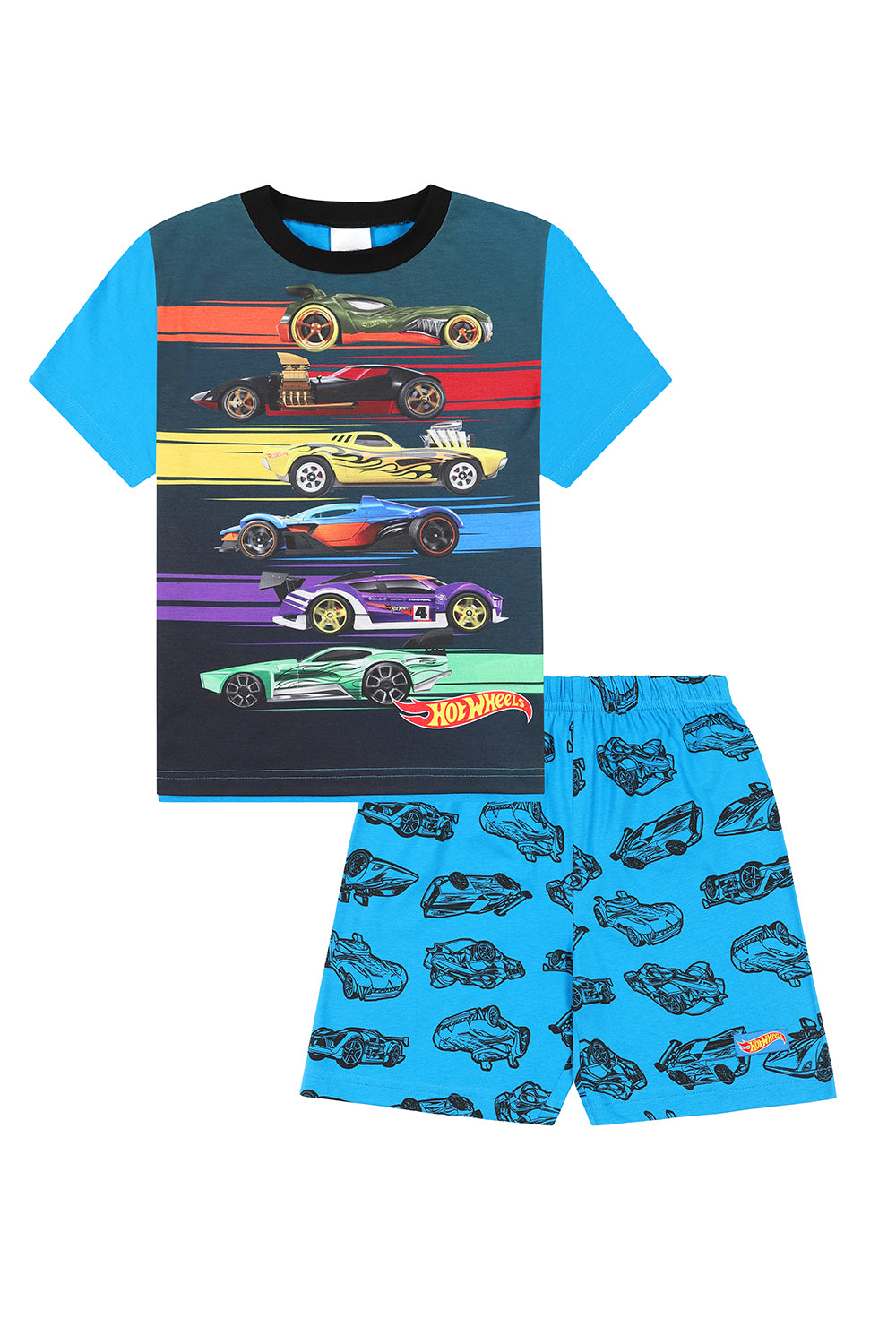 Boys Hot Wheels Cars Pyjamas Blue Short PJs
