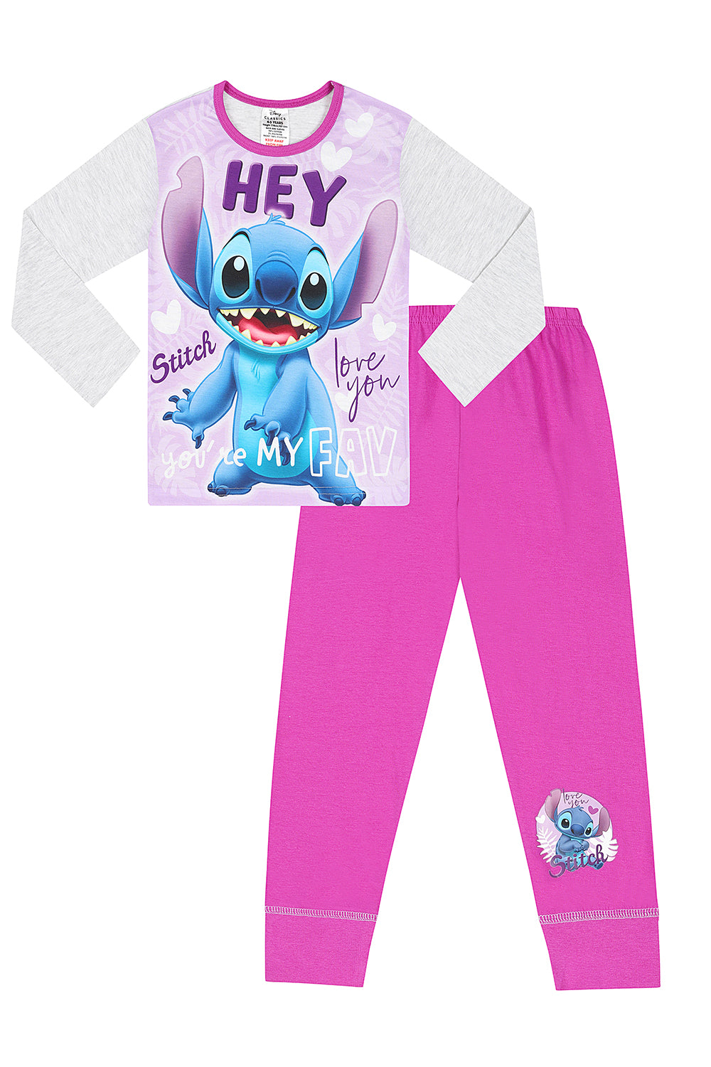 Girls Disney Lilo And Stitch Pyjamas Hey, You're My Fav Long PJs