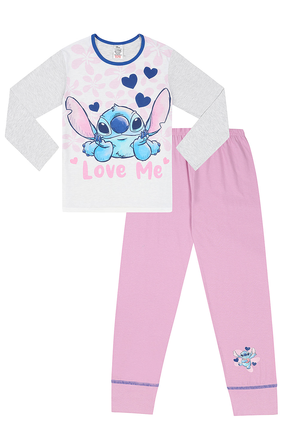Girls Disney Lilo And Stitch Pyjamas Love Me Long PJs