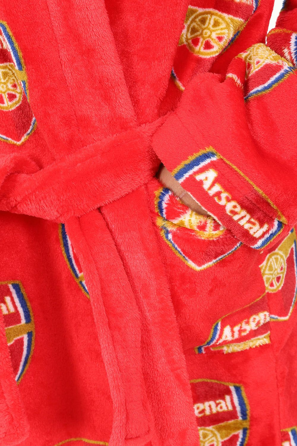 Boys Arsenal F.C. Official Dressing Gown Fleece Hooded Kids Robe