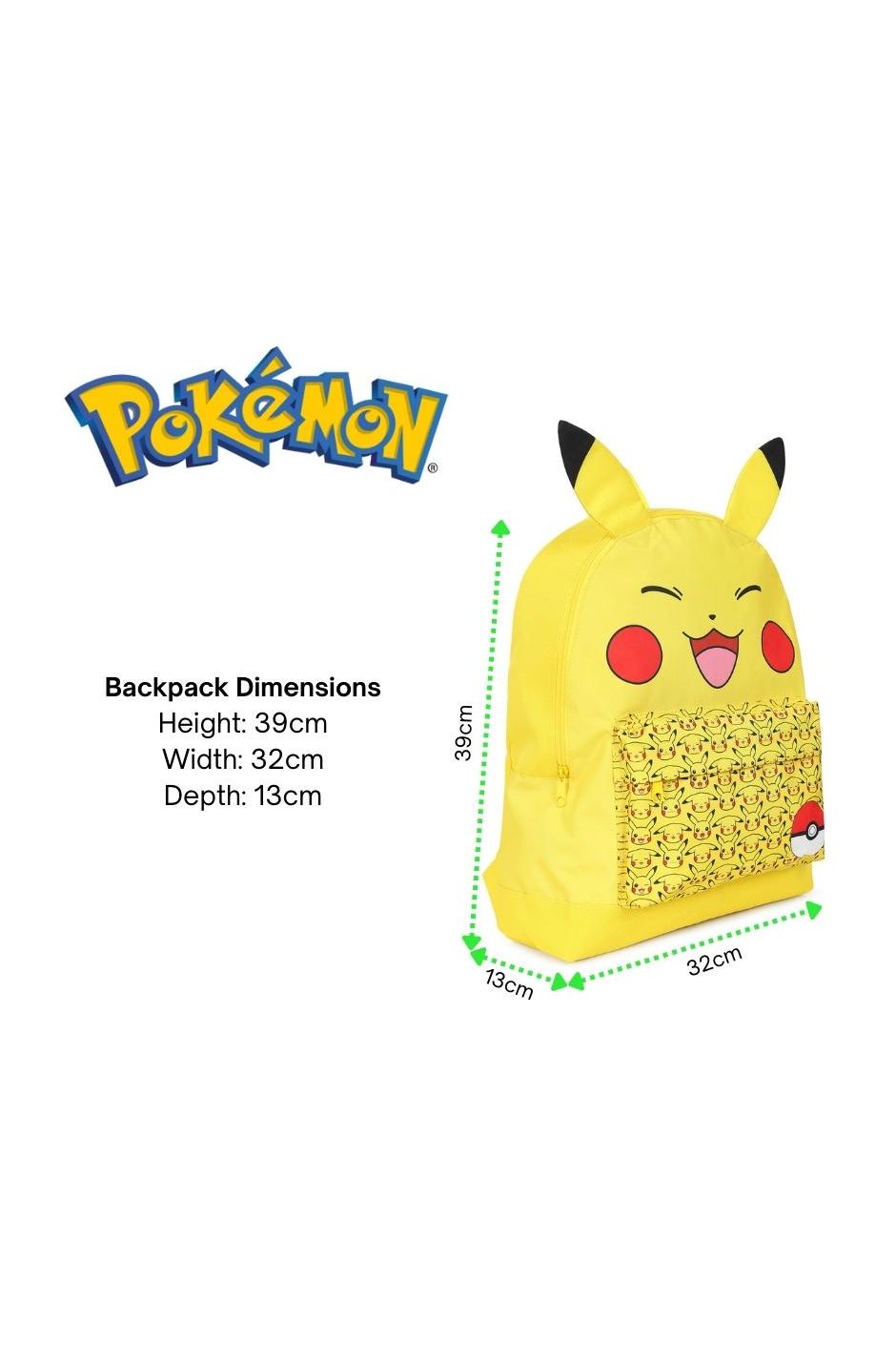 Kids Official Pokemon Pikachu Yellow Backpack Rucksack School Bag