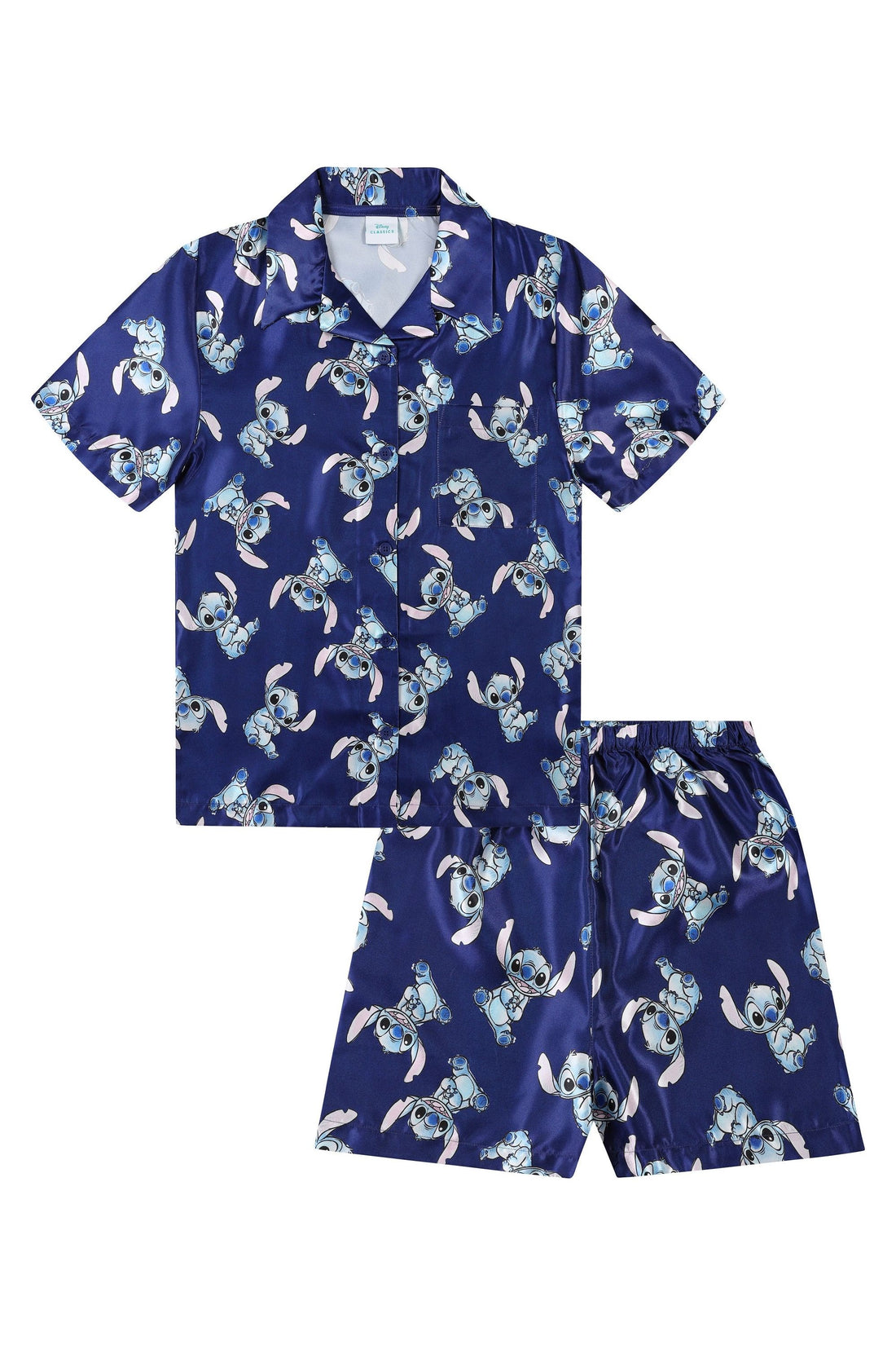 Disney Lilo and Stitch Pyjamas Navy Satin Short PJs