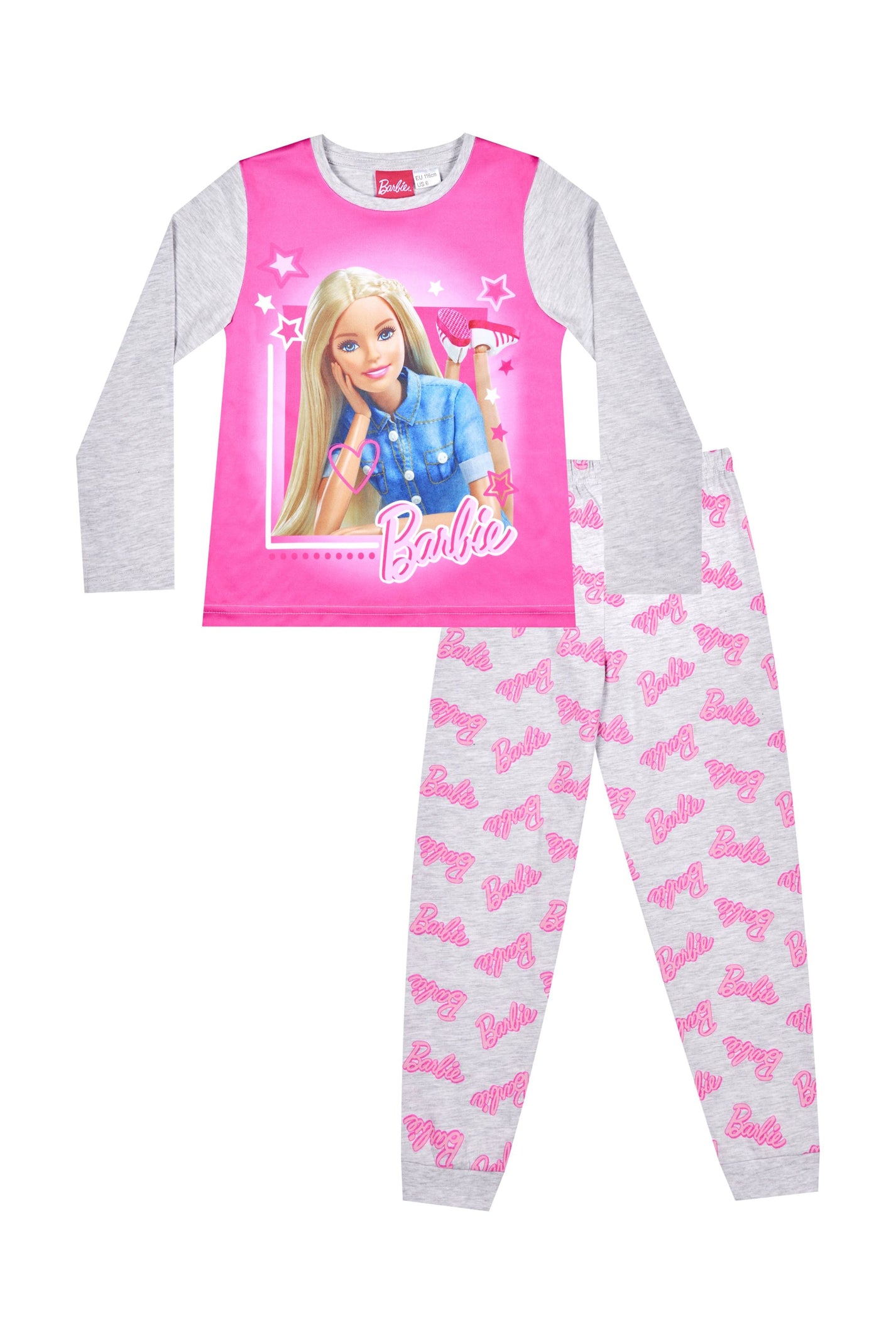 Girls Mattel Barbie Long Pink Pyjamas