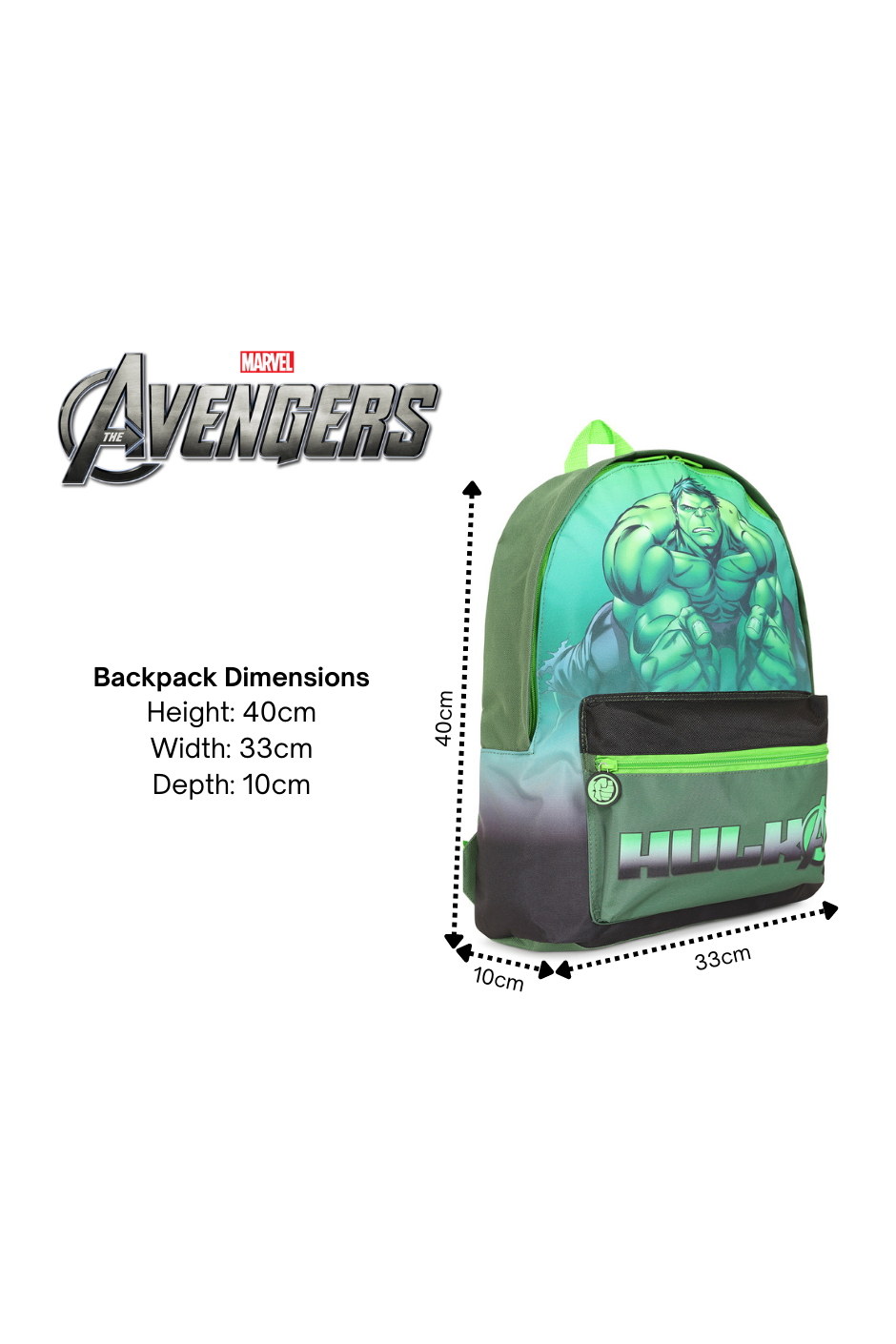 Official Marvel Incredible Hulk Backpack Style Design School Bag Boys
