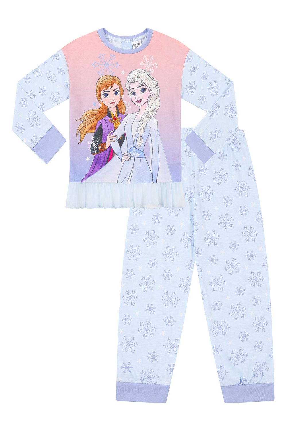 Disney Frozen Anna Elsa Snowflake Long Pyjamas W22