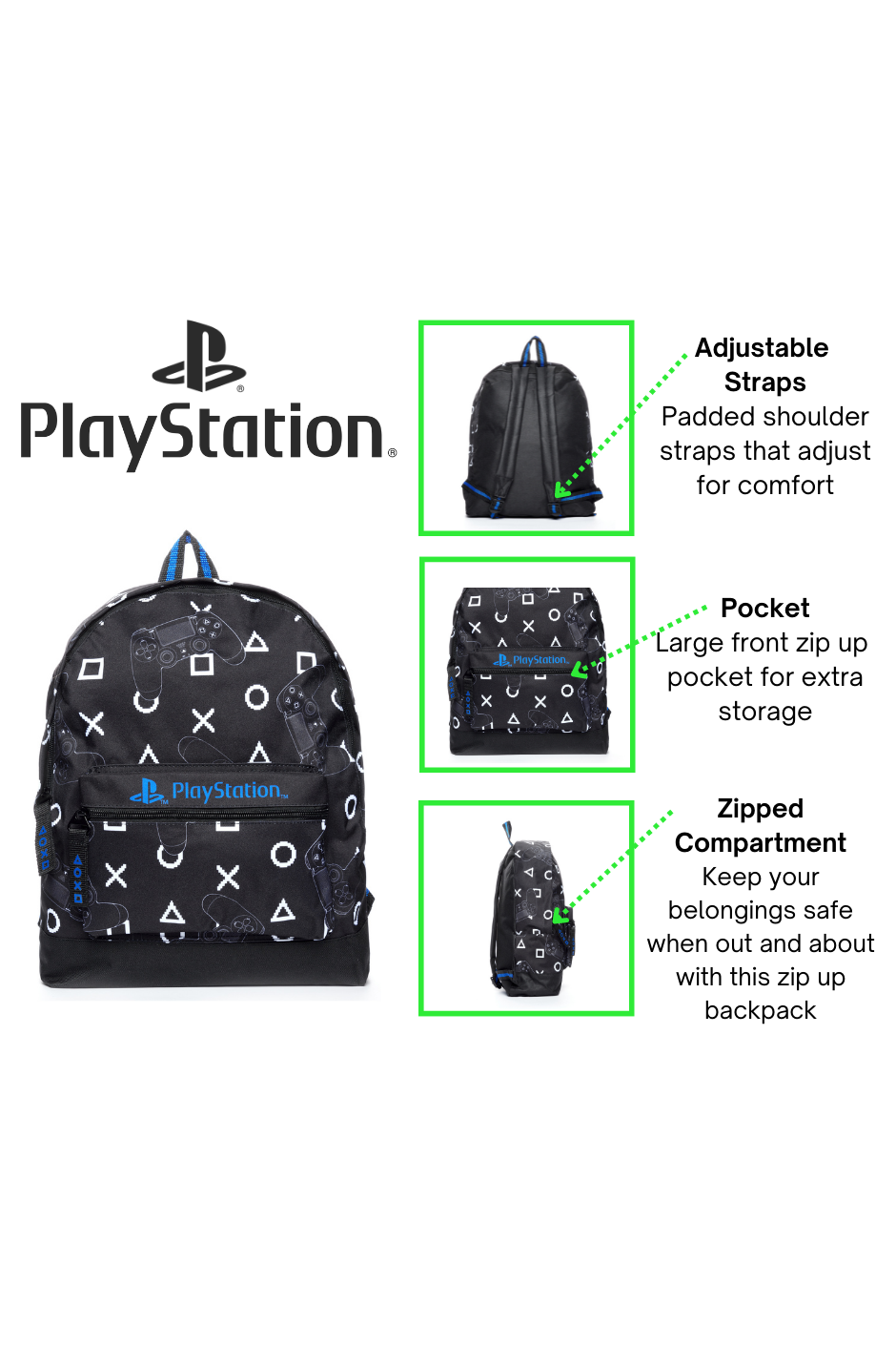 Official Playstation School Bag, Kids Backpack, Boys Backpack